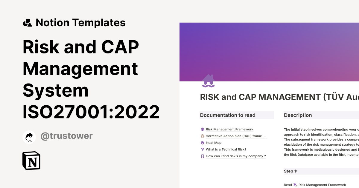 Risk and CAP Management System ISO27001:2022 Template by Trustower ...