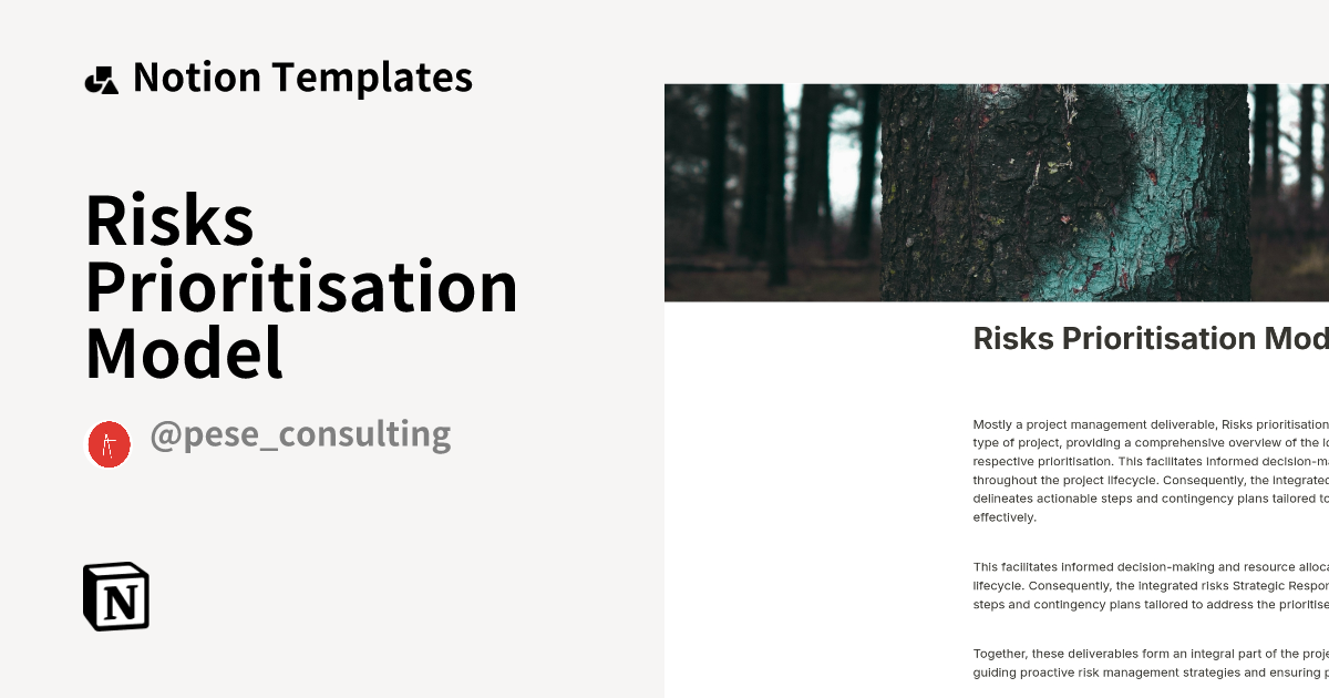 Risks Prioritisation Model Template Notion Marketplace