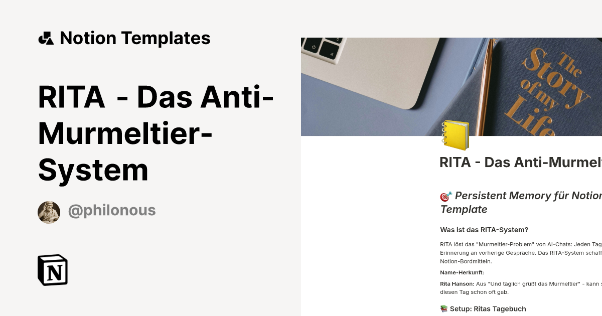 RITA - Das Anti-Murmeltier-System Template | Notion Marketplace