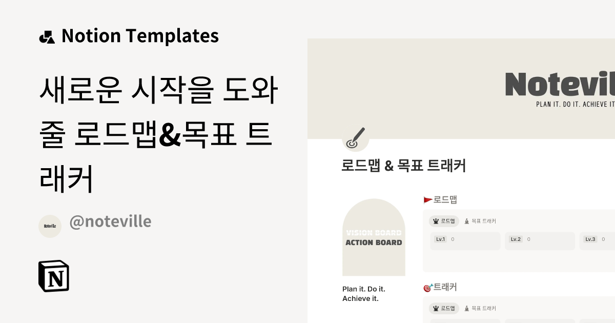 새로운 시작을 도와줄 로드맵&목표 트래커 Template | Notion Marketplace