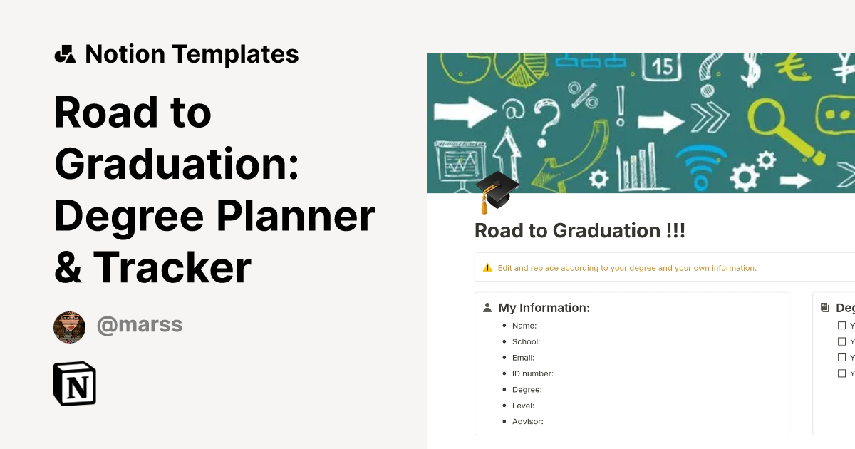 Road to Graduation: Degree Planner & Tracker Template | Notion Marketplace