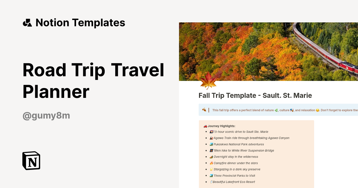 Road Trip Travel Planner Template | Notion Marketplace