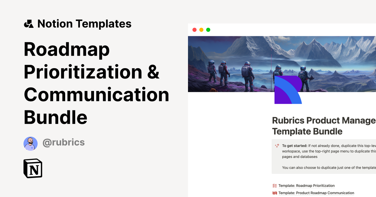 Roadmap Prioritization & Communication Bundle Template by Rubrics ...
