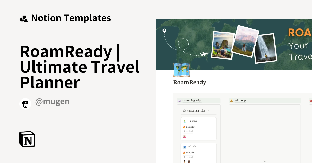 RoamReady | Ultimate Travel Planner Template | Notion Marketplace