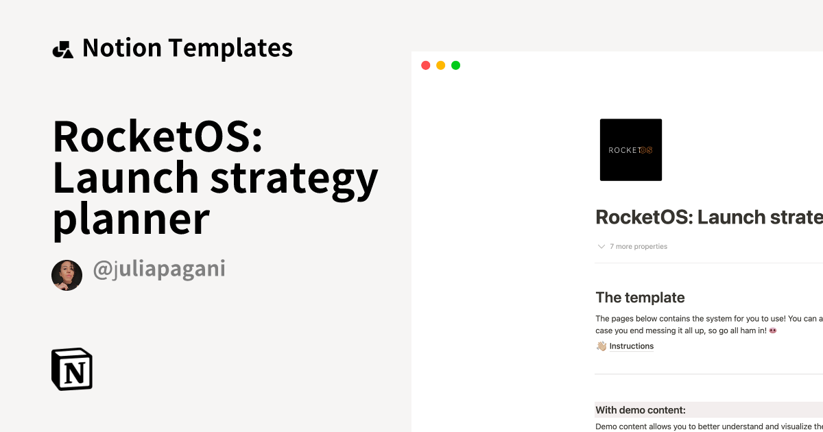 RocketOS: Launch strategy planner Template by Julia Pagani | Notion Marketplace