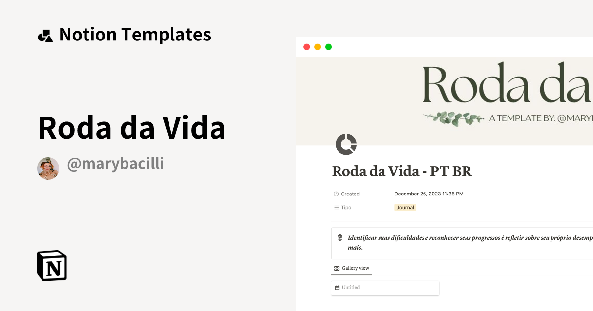 Roda da Vida Template by Mary Bacilli - Sucesso Pessoal | Notion ...