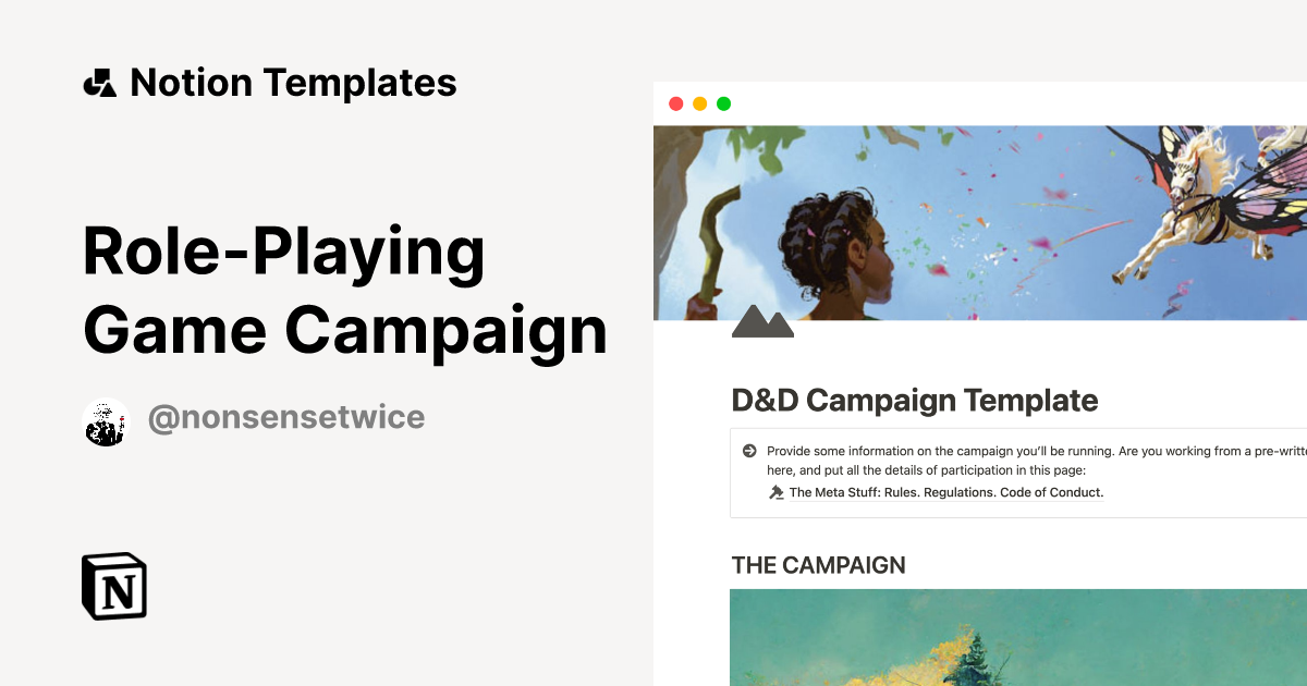 Role-Playing Game Campaign Template | Notion Marketplace