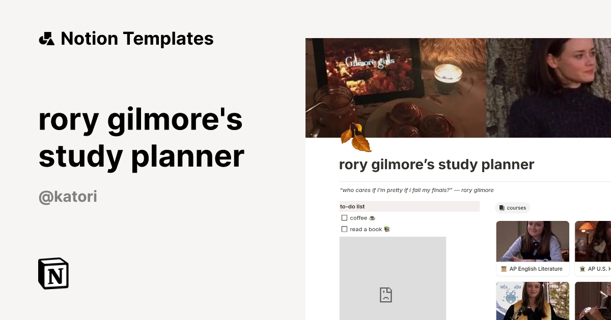 rory gilmore's study planner Template | Notion Marketplace