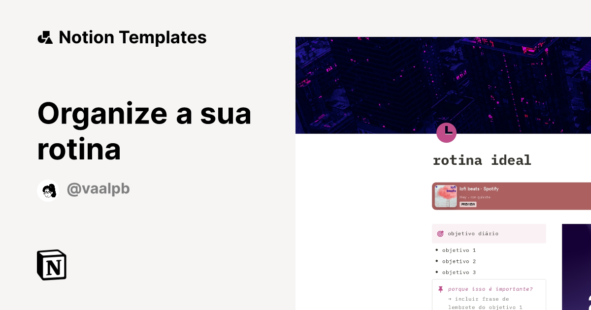 Organize a sua rotina Template | Notion Marketplace