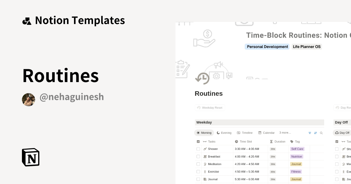 Routines Template by Neha Guinesh | Notion Marketplace