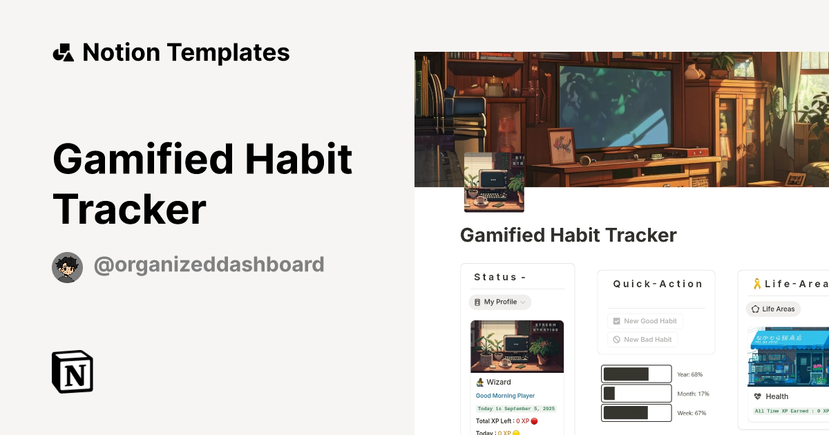 Gamified Habit Tracker Template | Notion Marketplace