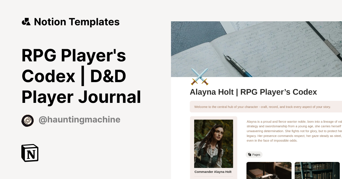 RPG Player's Codex | D&D Player Journal Template by Haunting Machine ...