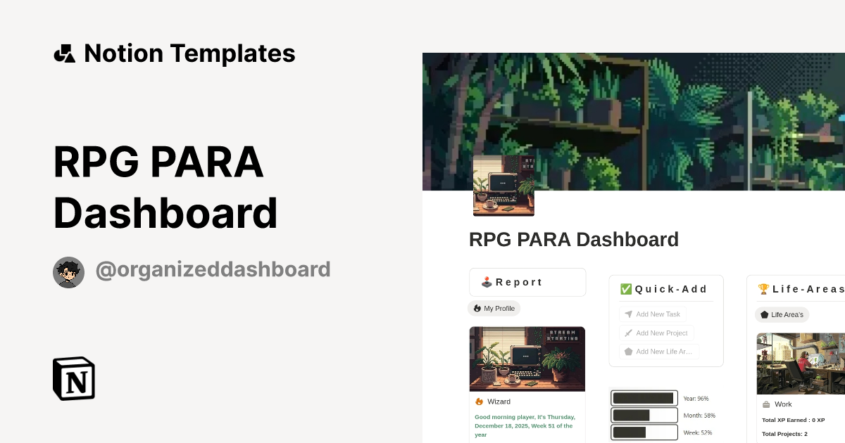 RPG PARA Dashboard Template | Notion Marketplace