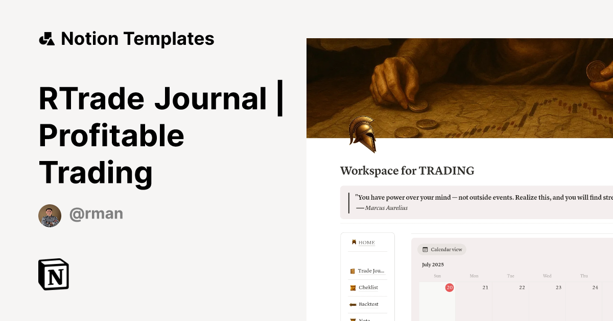 RTrade Journal | Profitable Trading Template | Notion Marketplace