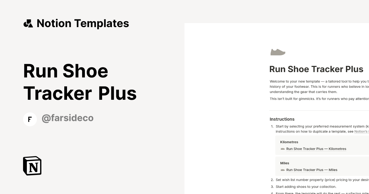 Run Shoe Tracker Plus Template | Notion Marketplace