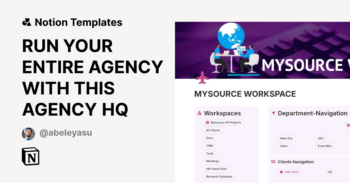RUN YOUR ENTIRE AGENCY WITH THIS AGENCY HQ Template | Notion Marketplace