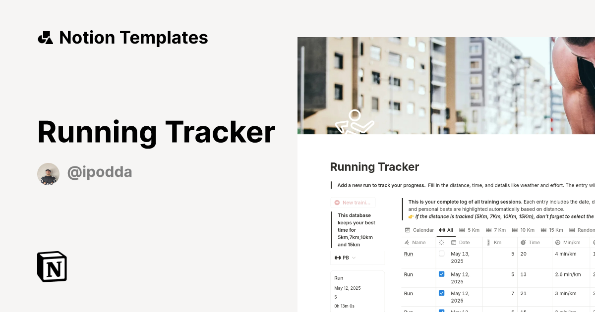 Running Tracker Template | Notion Marketplace