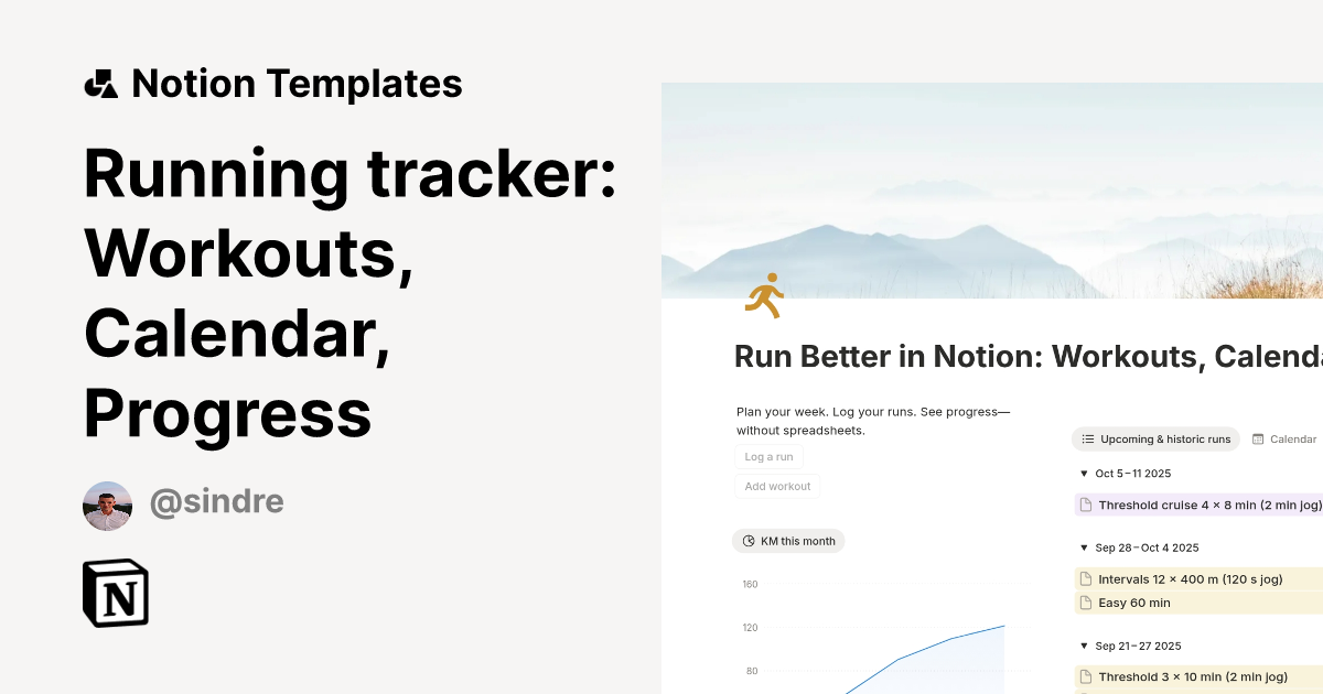 Running tracker: Workouts, Calendar, Progress Template | Notion Marketplace