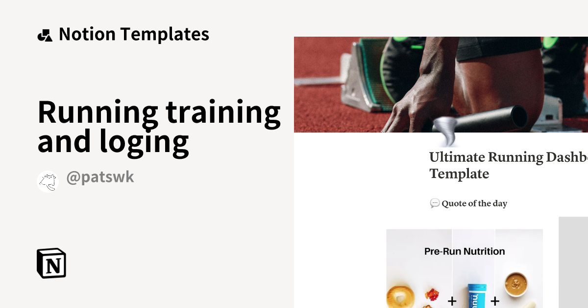 Running training and loging Template by patswk | Notion Marketplace