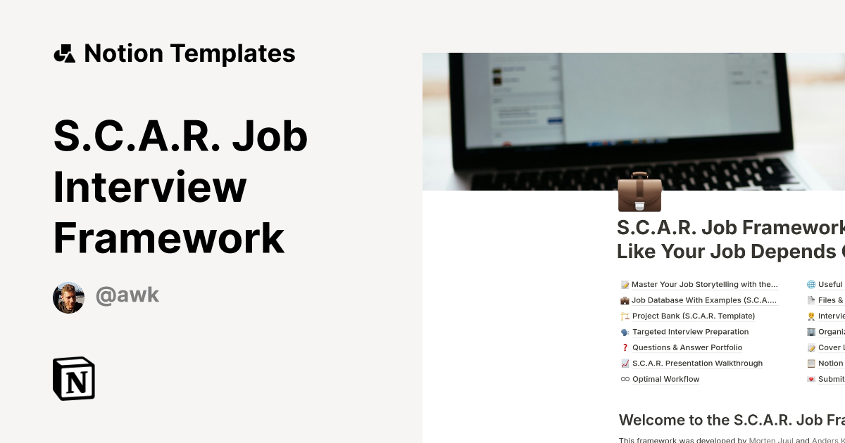 S.C.A.R. Job Interview Framework Template | Notion Marketplace