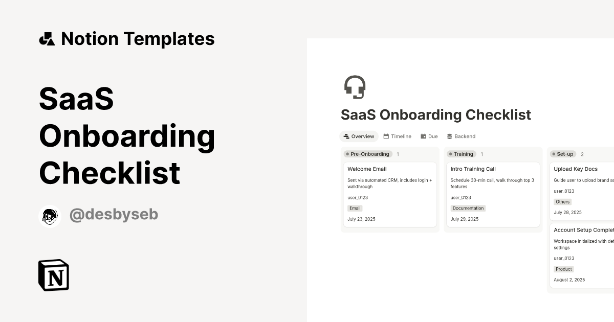 SaaS Onboarding Checklist Template | Notion Marketplace