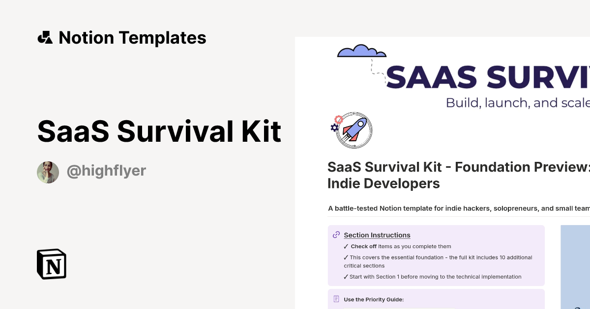 SaaS Survival Kit Template by Thea | Notion Marketplace