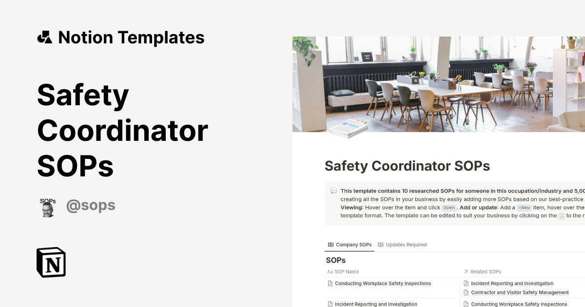 Safety Coordinator SOPs Template by SOPs | Notion Marketplace
