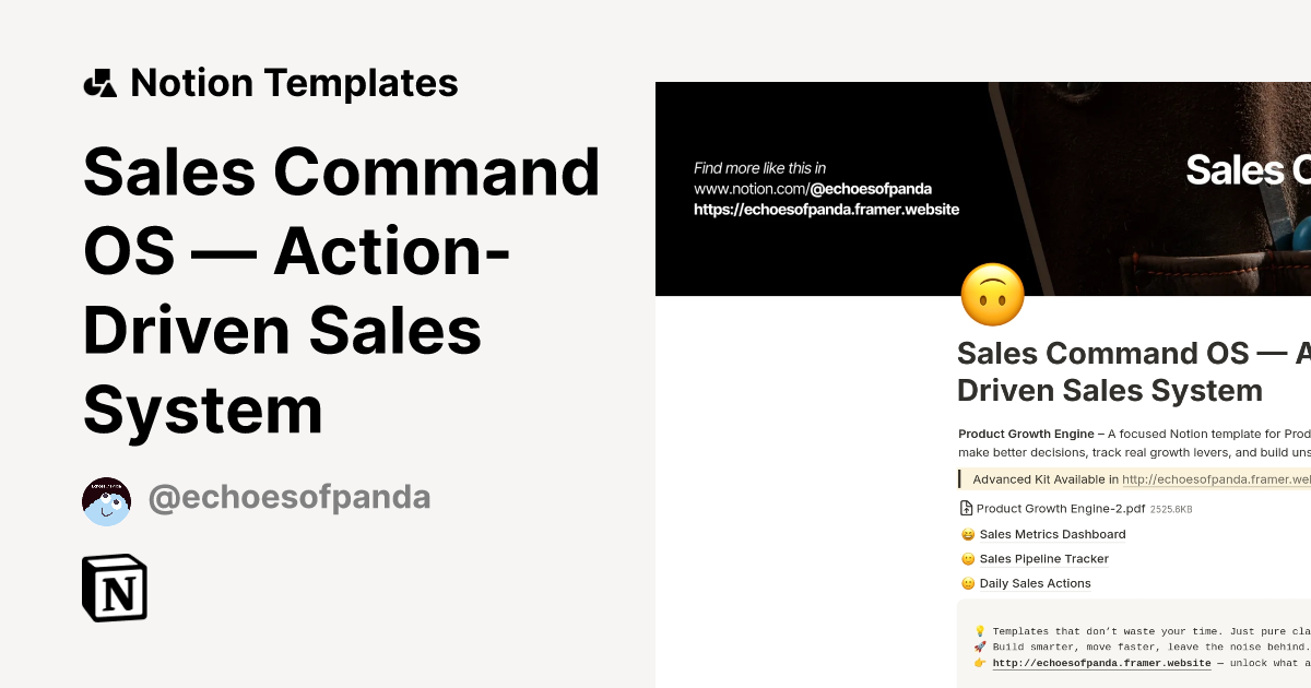 Sales Command OS — Action-Driven Sales System Template | Notion Marketplace