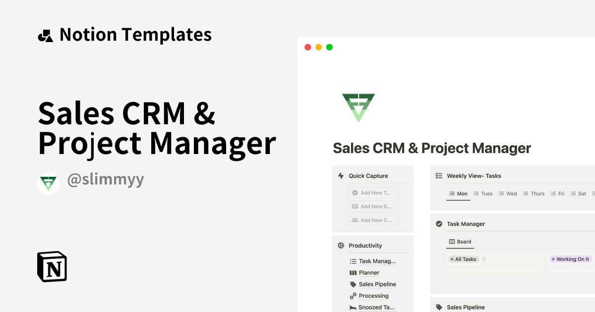 Sales CRM & Project Manager Template by Funnel Formation | Notion ...