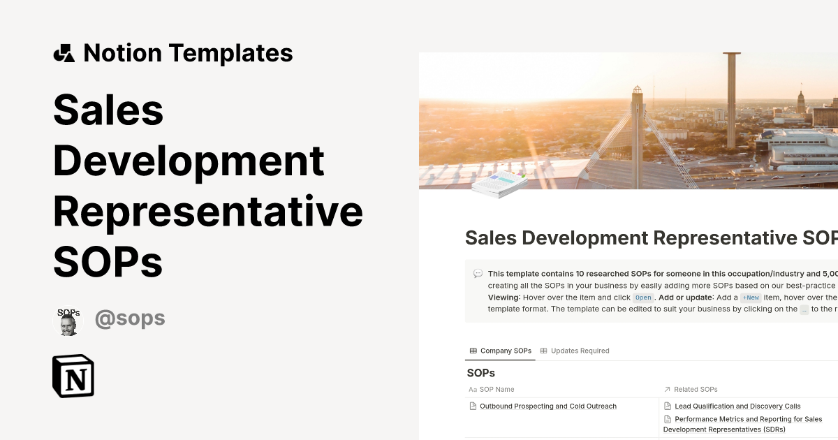 Sales Development Representative SOPs Template by SOPs | Notion Marketplace