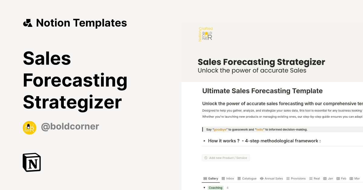 Sales Forecasting Strategizer Template by BoldCorner | Notion Marketplace