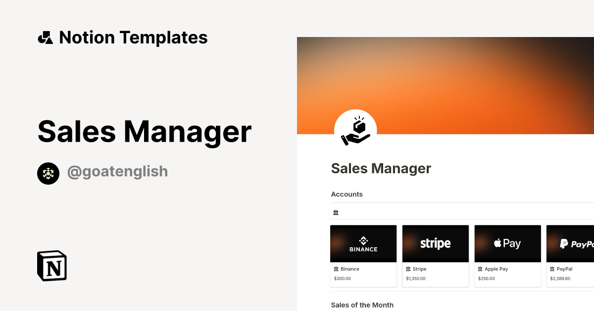 Sales Manager Template | Notion Marketplace