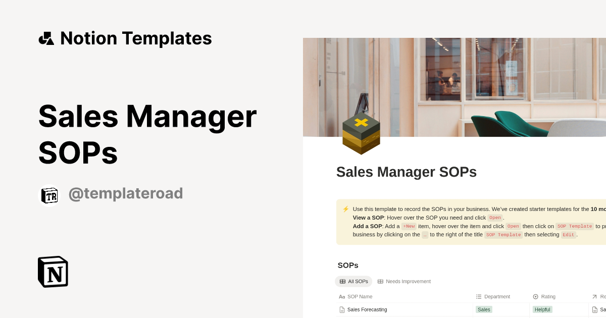 Sales Manager SOPs Template by Template Road | Notion Marketplace