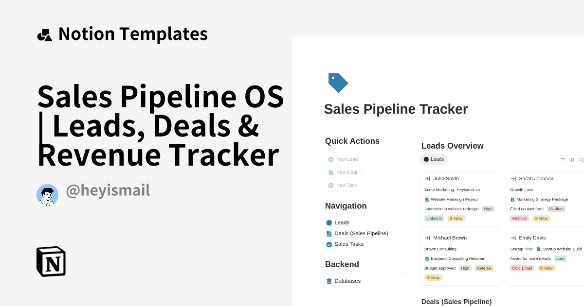 Sales Pipeline OS | Leads, Deals & Revenue Tracker Template | Notion ...