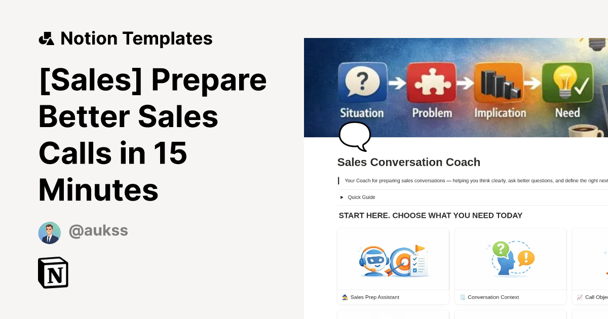 [Sales] Prepare Better Sales Calls in 15 Minutes Template by aukss ...