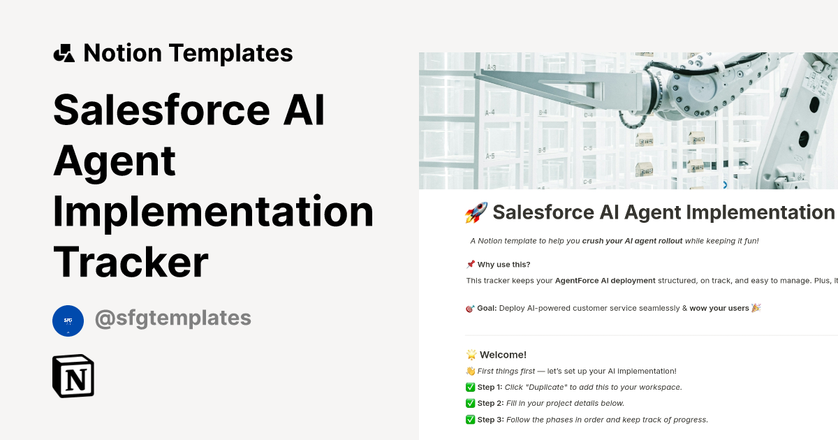 Salesforce AI Agent Implementation Tracker Template by SFG Templates ...