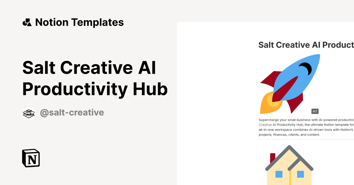 Salt Creative AI Productivity Hub Template | Notion Marketplace
