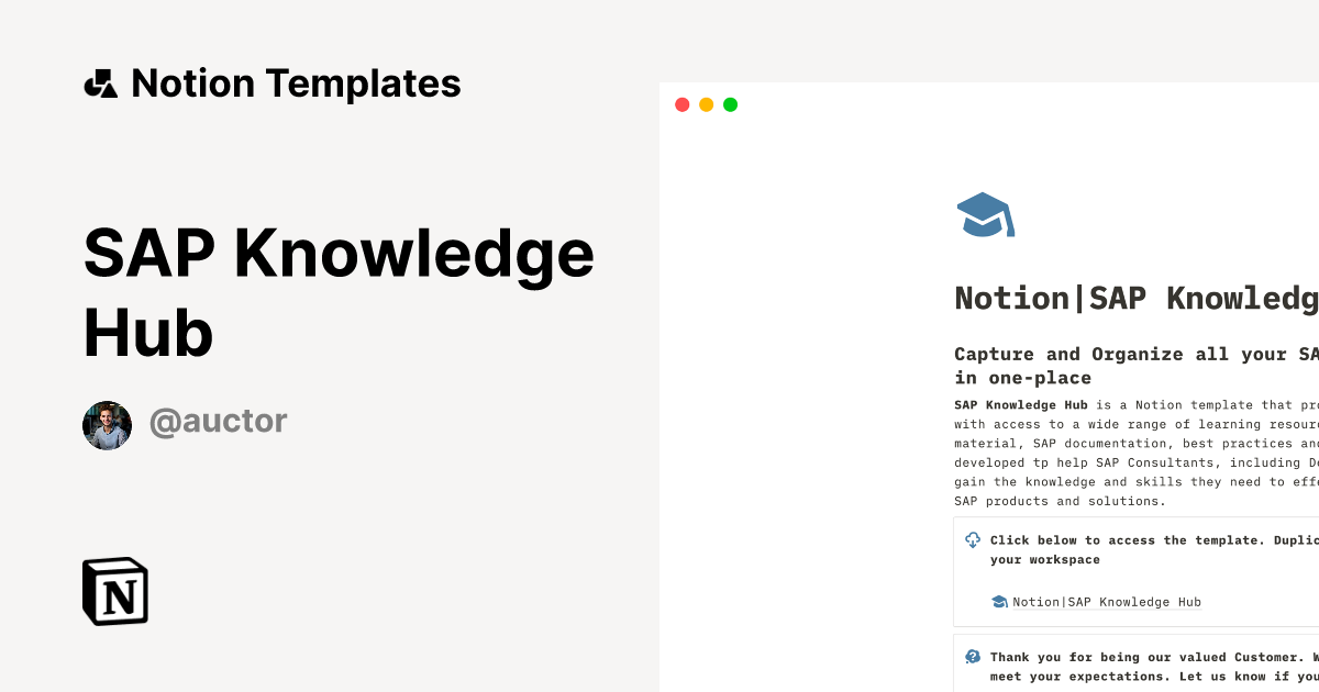 SAP Knowledge Hub Template | Notion Marketplace