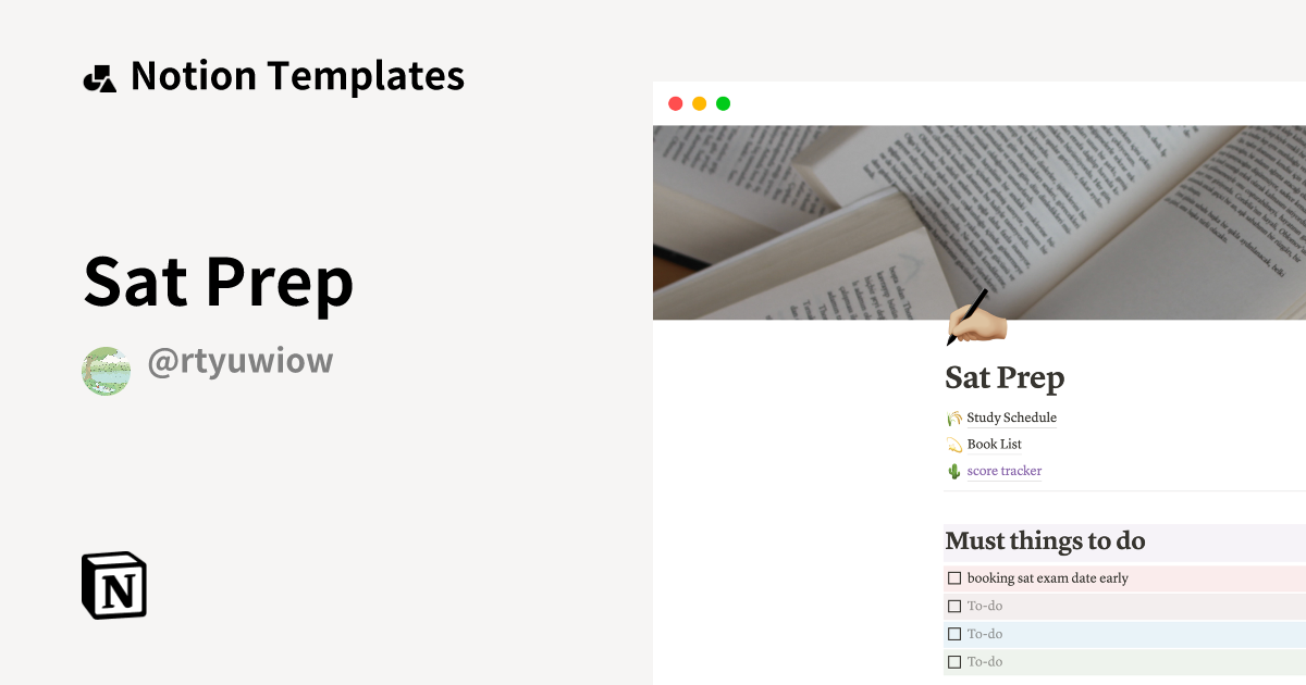 Sat Prep Template by Shamiha | Notion Marketplace