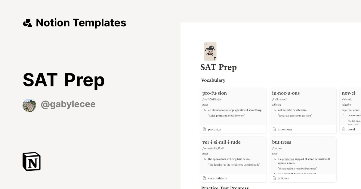 SAT Prep Template by Gaby ౨ৎ ˖ ࣪⊹ •🍓•⊹₊ ⋆୨ৎ | Notion Marketplace
