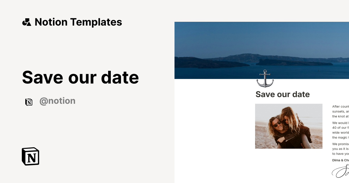 Save our date Template by Notion | Notion Marketplace