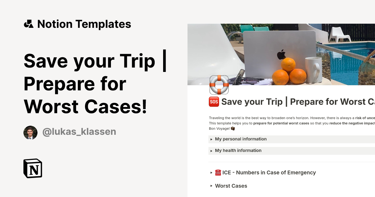 Save your Trip | Prepare for Worst Cases! Template | Notion Marketplace