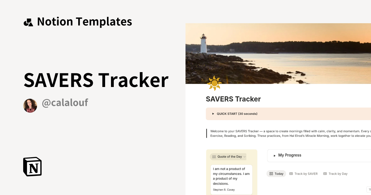 SAVERS Tracker Template | Notion Marketplace