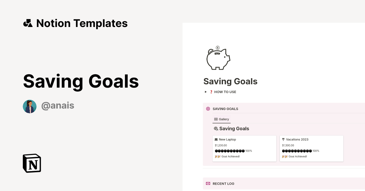 Saving Goals Template | Notion Marketplace