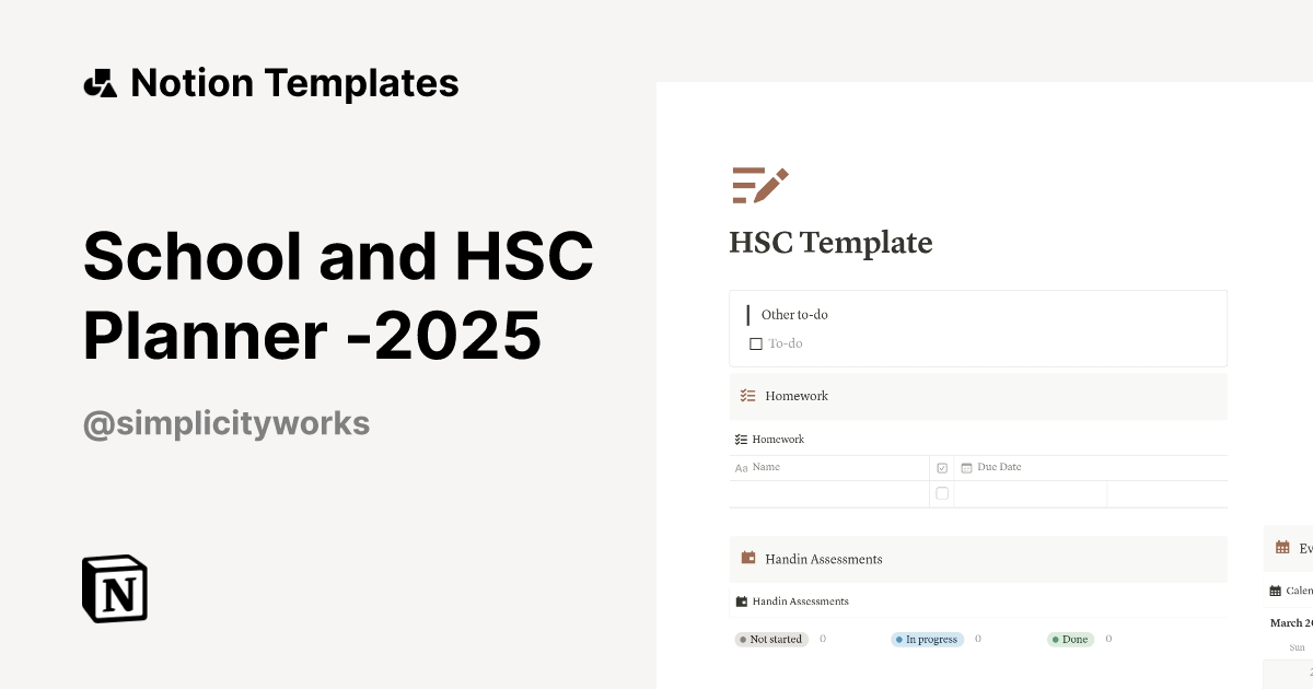 School and HSC Planner -2025 Template by SimplicityWorks | Notion ...