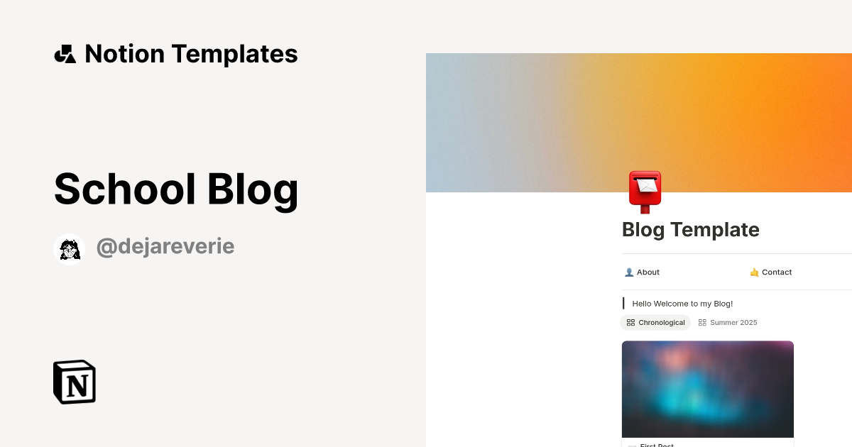 School Blog Template by Reverie | Notion Marketplace