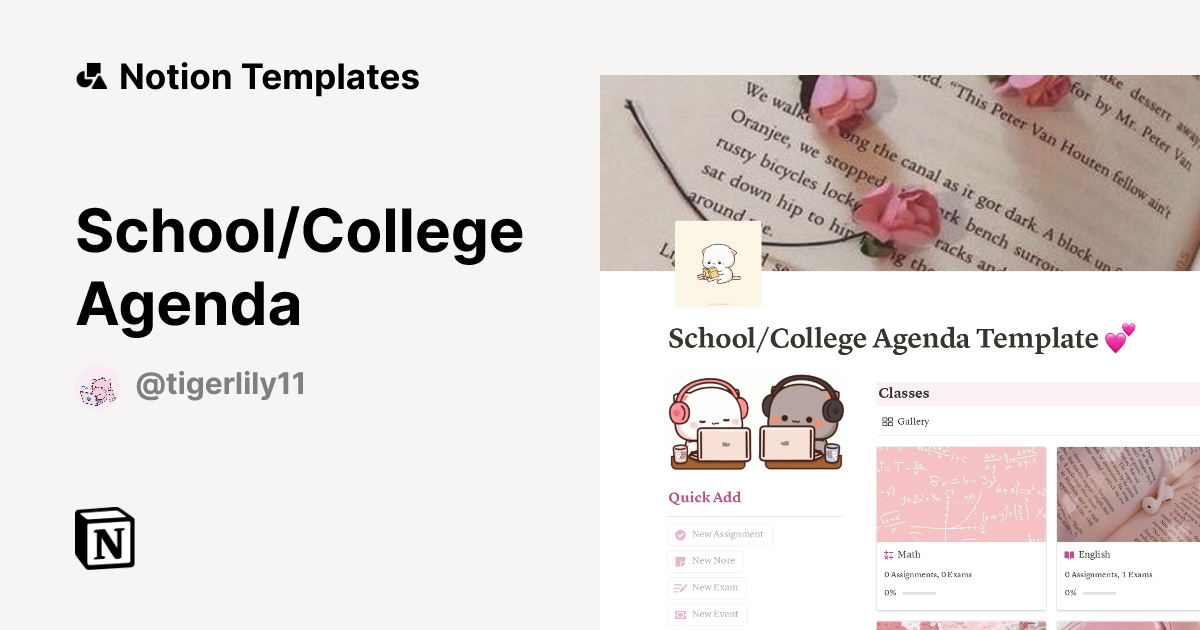 School/College Agenda Template by Adriana | Notion Marketplace