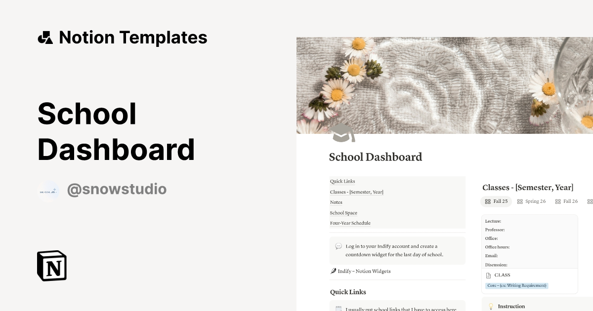 School Dashboard Template | Notion Marketplace