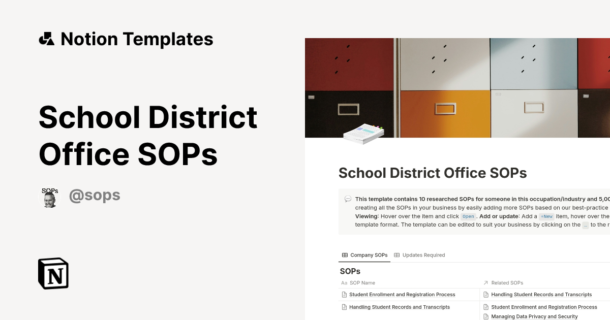 School District Office SOPs Template | Notion Marketplace