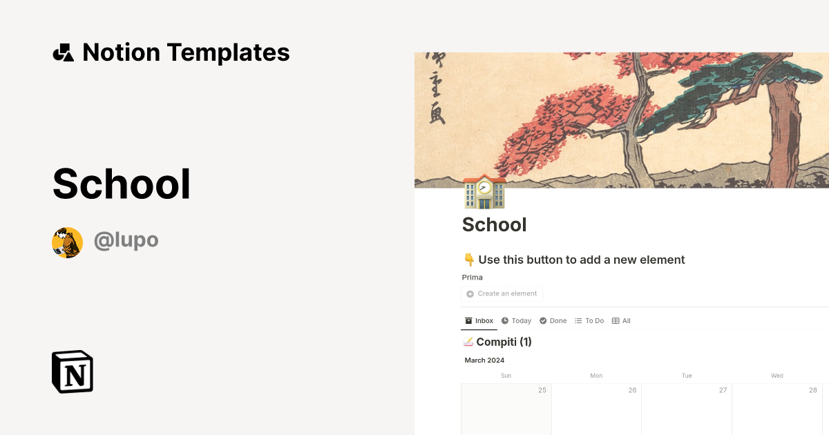 School Template by Andrea Lupidi | Notion Marketplace